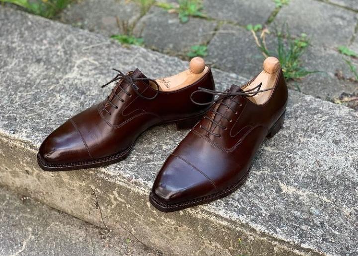 Men's Hand Made Chocolate Brown Cap Toe Leather Shoes on Luulla